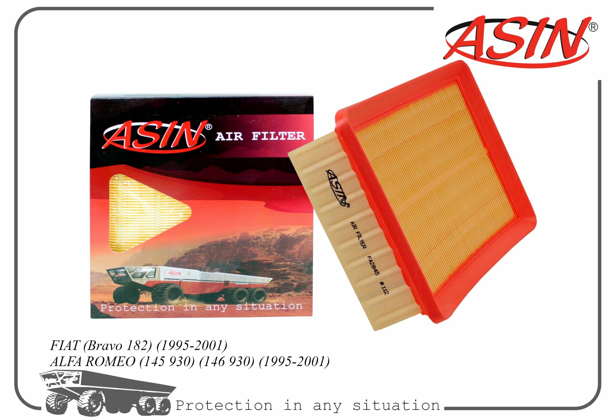 Фильтр воздушный 71754082 ASIN. FA2845 для FIAT Bravo 182 1995-2001 ALFA ROMEO 145 930 146 930 1995-2001