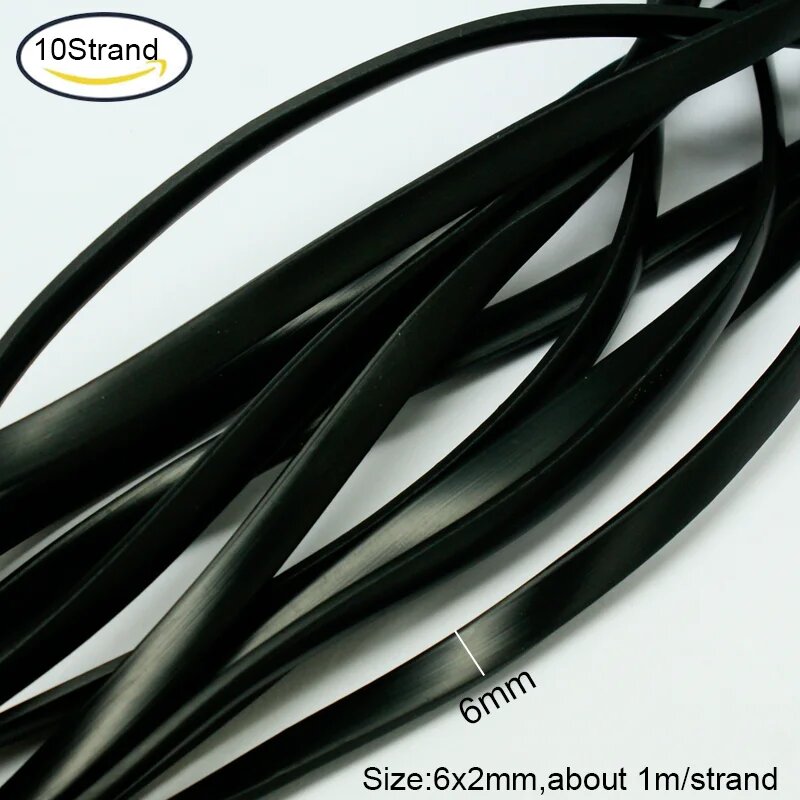 10 нитей синтетического каучука шнур Плоский Твердый черный провод для изготовление, поиск ювелирных изделий, 1 м/нить