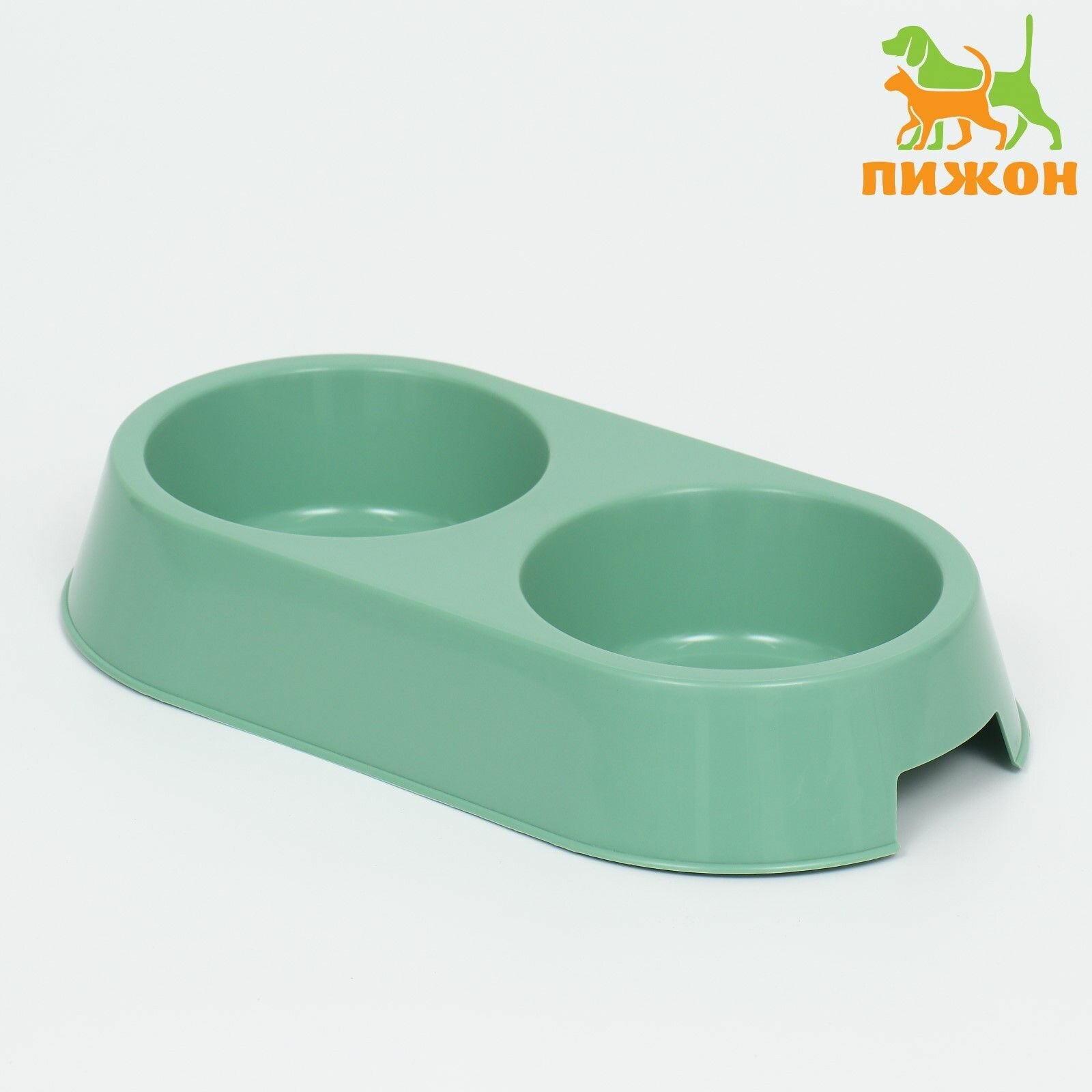 Миска пластиковая двойная 29.5 16.5 5 см, оливковая