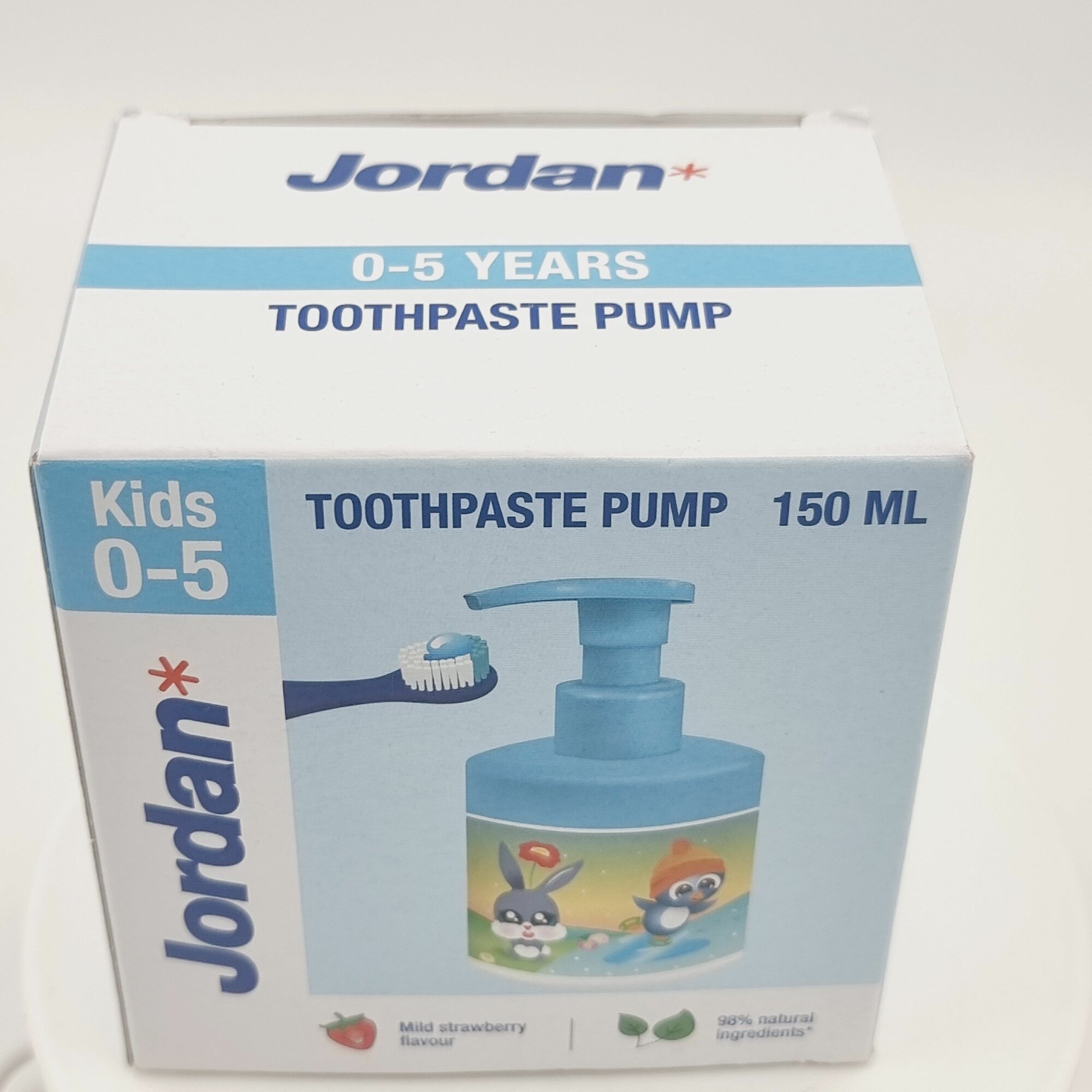 Jordan Kids Детская зубная паста 0-5 лет, клубничный вкус, в бутылке с дозатором-помпой, 150 мл (из Эстонии)
