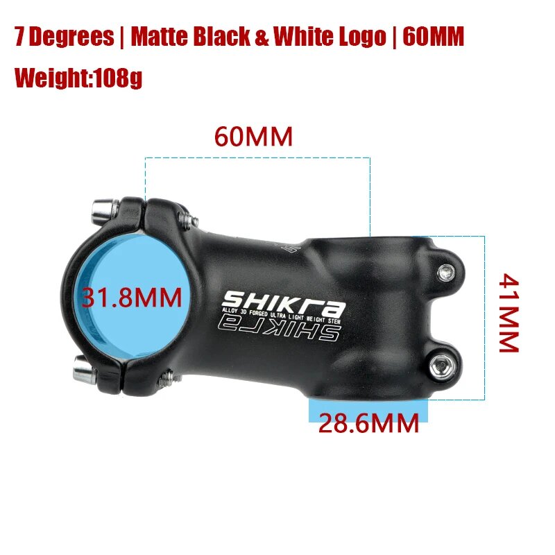 SHIKRA Вынос для горного велосипеда, алюминиевый, черный/красный, 31.8 мм, Черный, 7D black 60mm