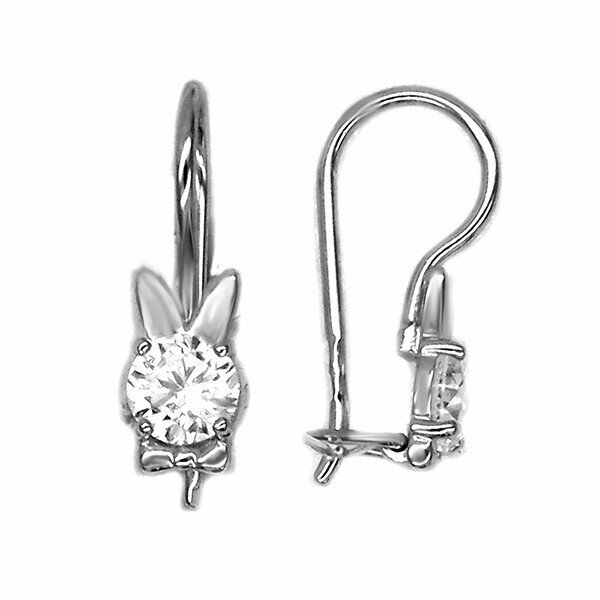 Серьги, серебро, 925 проба, родирование, фианит