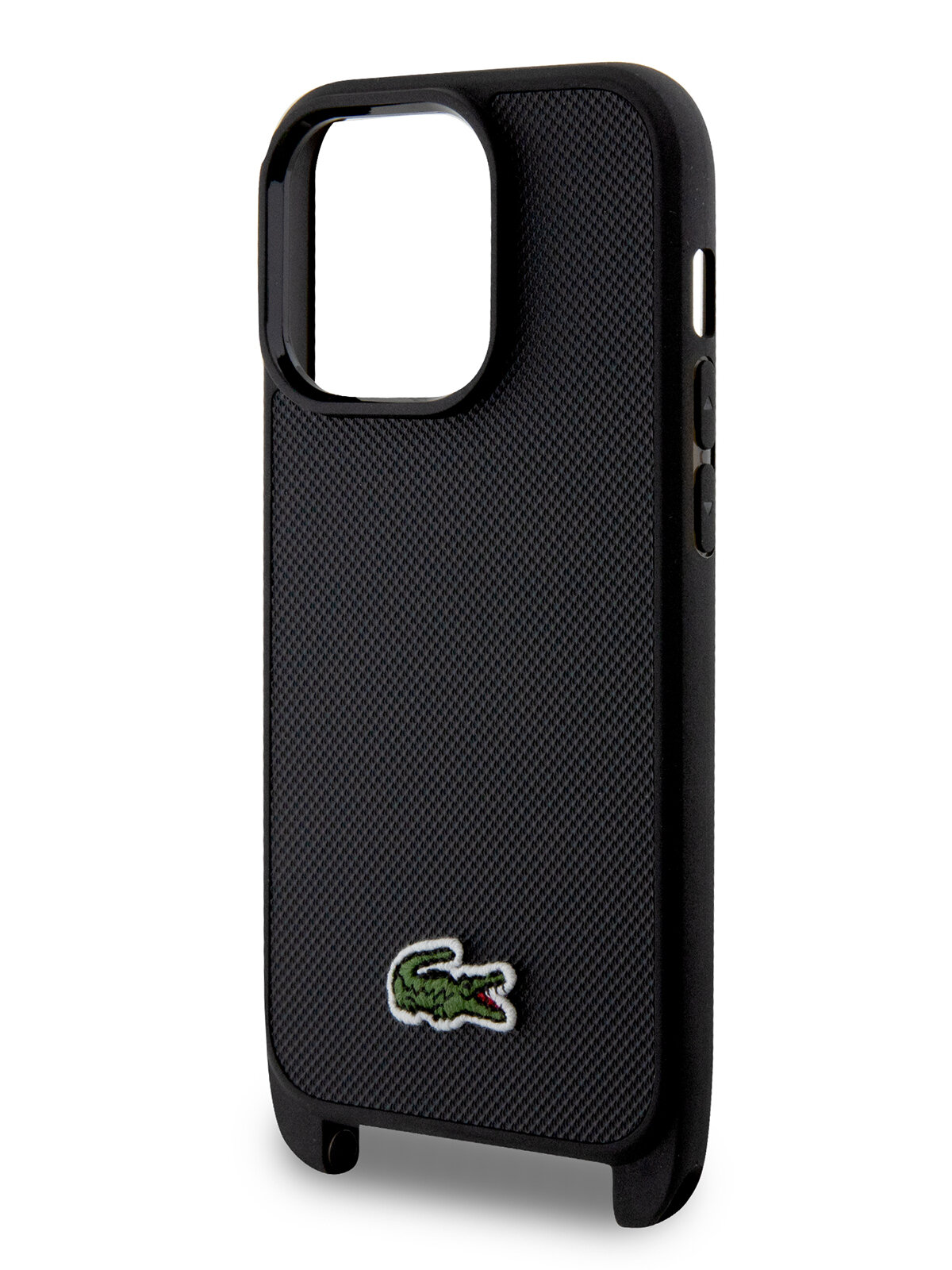 Lacoste для iPhone 14 Pro чехол PC/TPU&PVC Iconic Petit Pique logo Hard Black + Strap