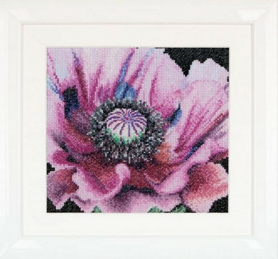 Набор для вышивания Thea Gouverneur #491A Poppy (Мак), Счетный крест, 15 x 14 см