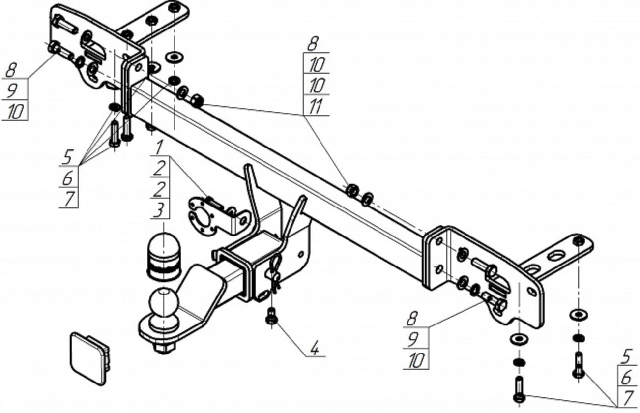 Фаркоп на Jetour T2 2024 - н. в.(без электрики, паспорт и сертификат в комплекте) Motodor.99019-E