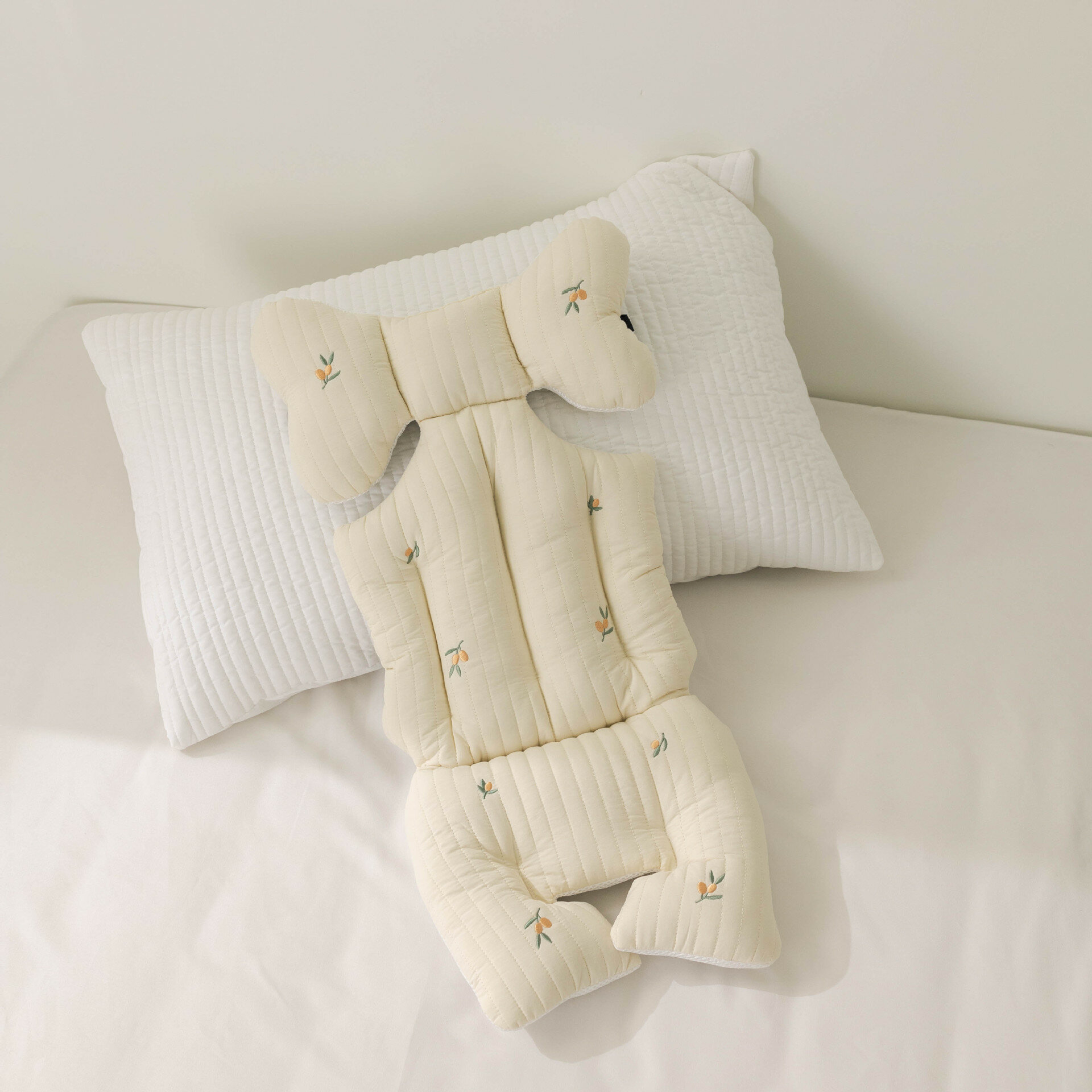 Корейская новая коляска для детей 2025 года с вышитым подушком, утолщенная хлопковая подушка для осени и зимы