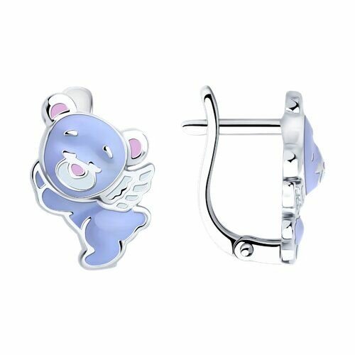 Серьги, серебро, 925 проба, родирование, эмаль