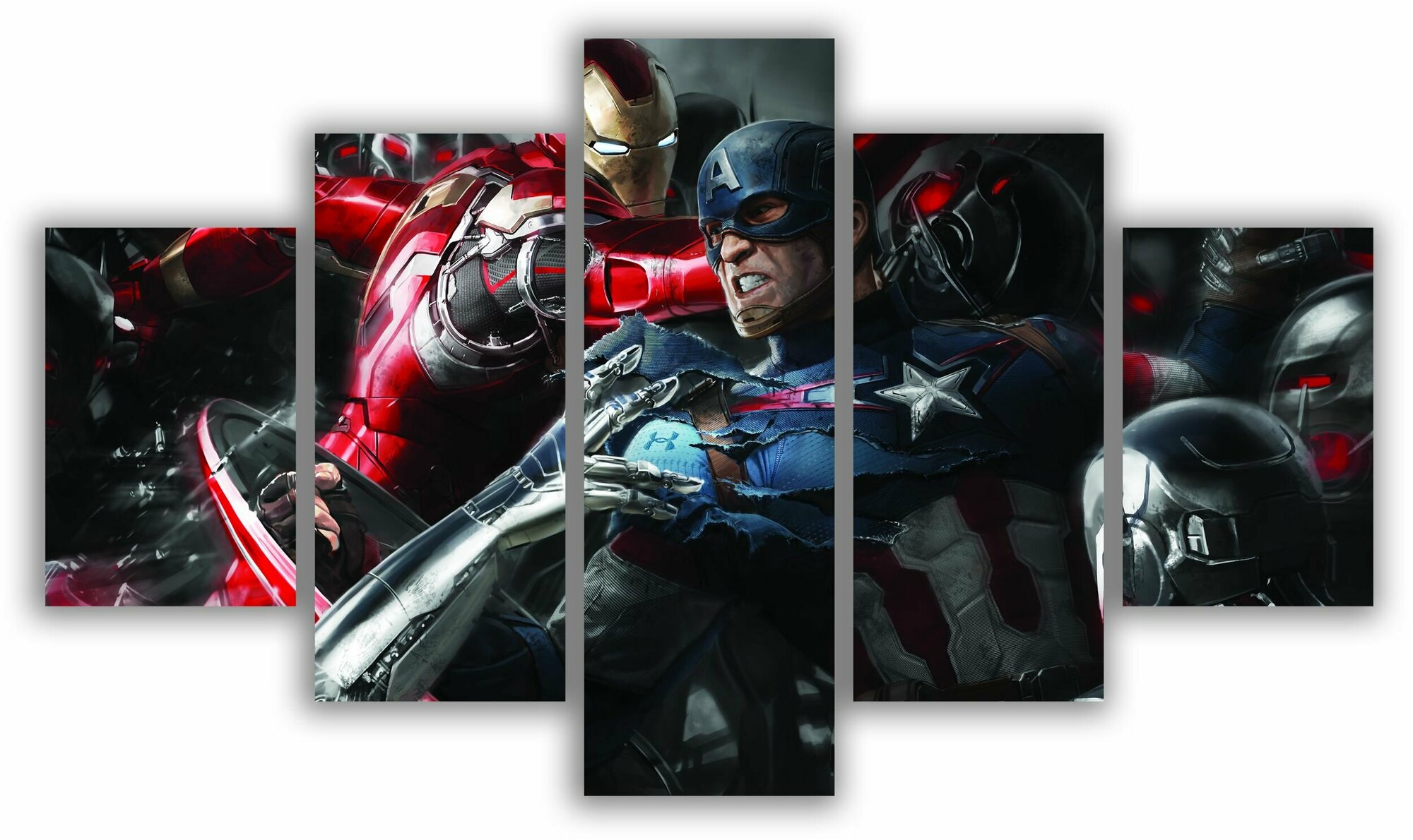 Модульная картина Капитан Америка и Железный человек 140х80