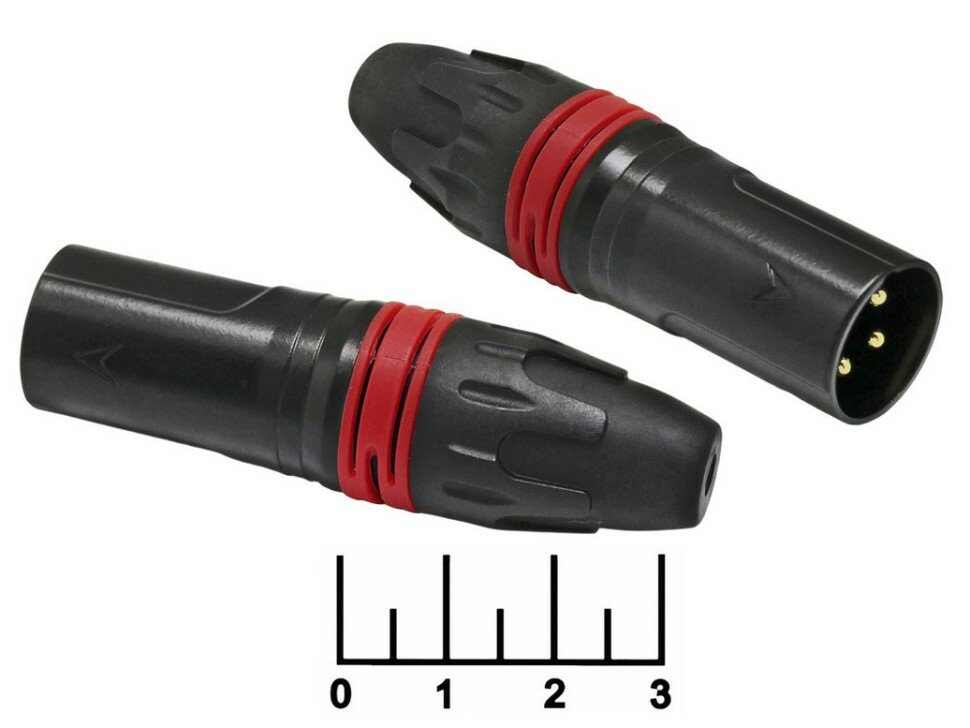 Разъем XLR штекер металл красный gold