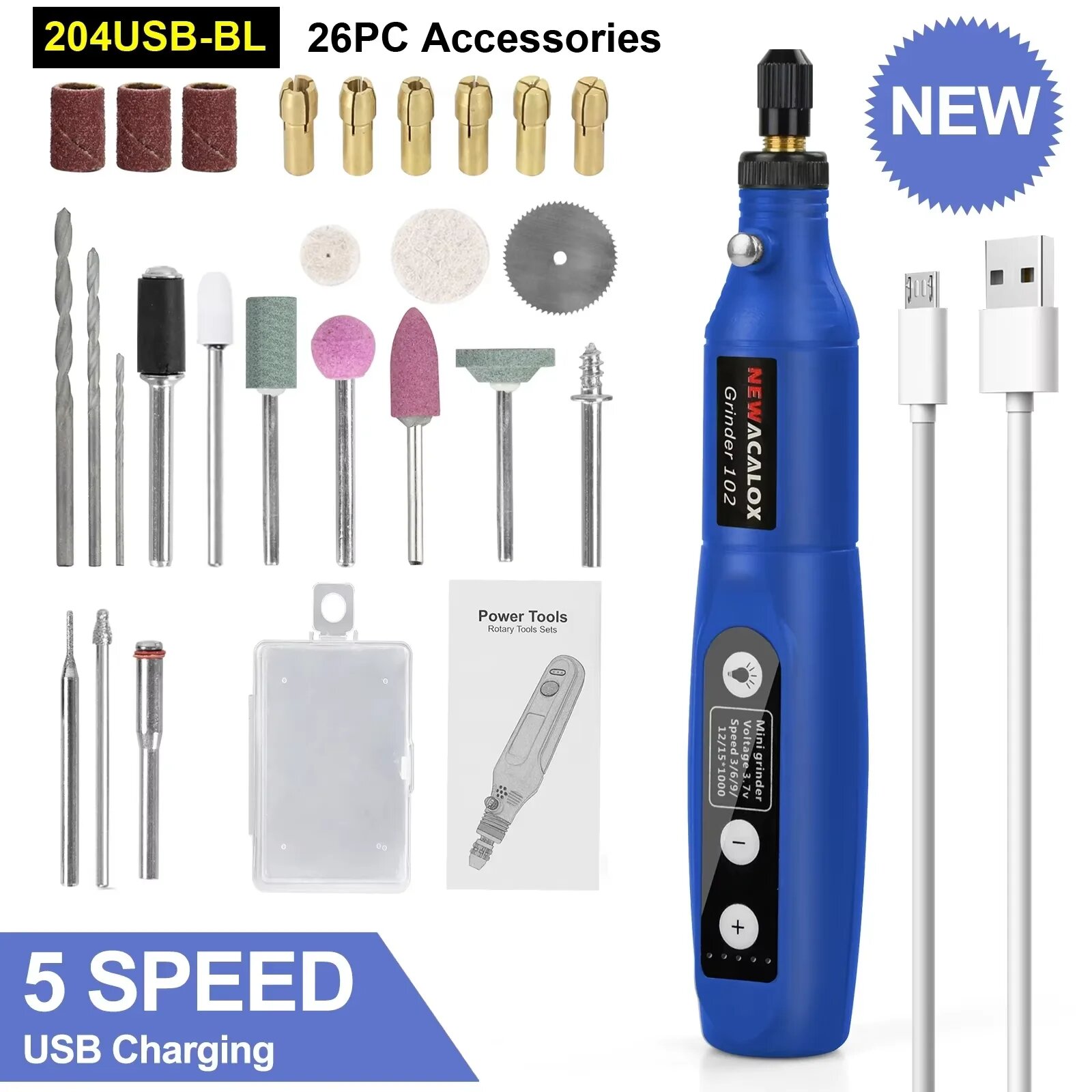 NEWACALOX Мини-шлифовальная машина 204USB-BL
