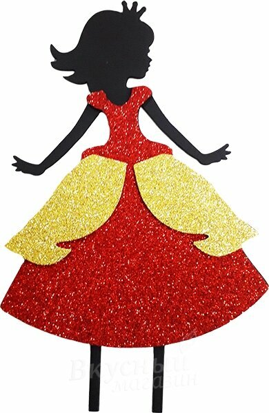 Топпер для торта с блестками Принцесса (Набор из 3 шт.)