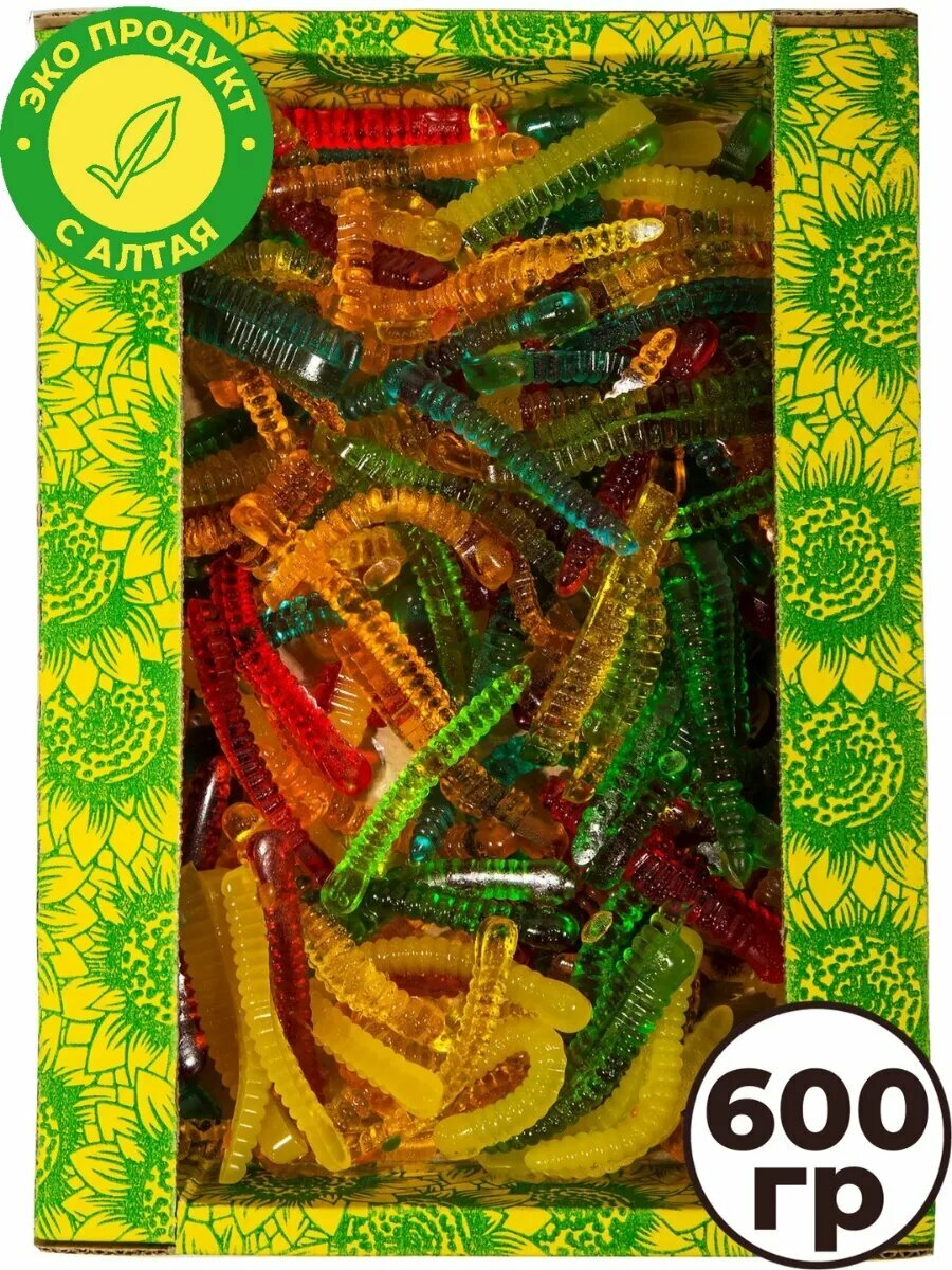 Мармелад разноцветный Гусеница Трофимов, в коробке 600 грамм