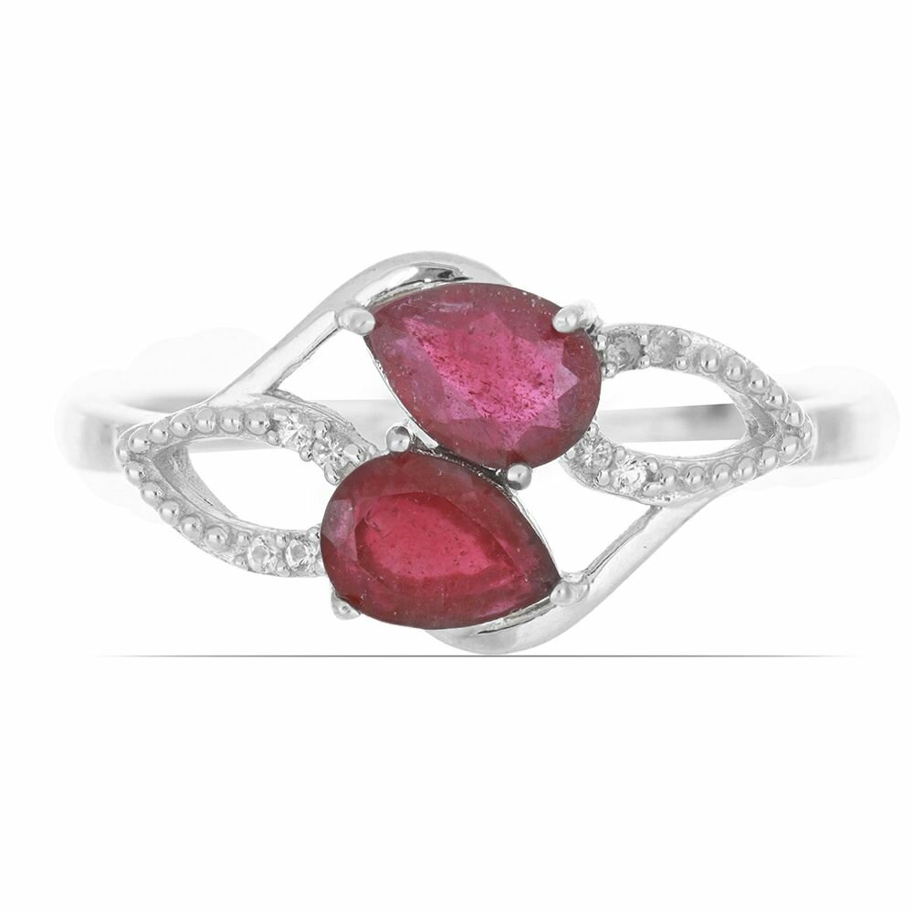 Кольцо, серебро, 925 проба, родирование, топаз, рубин