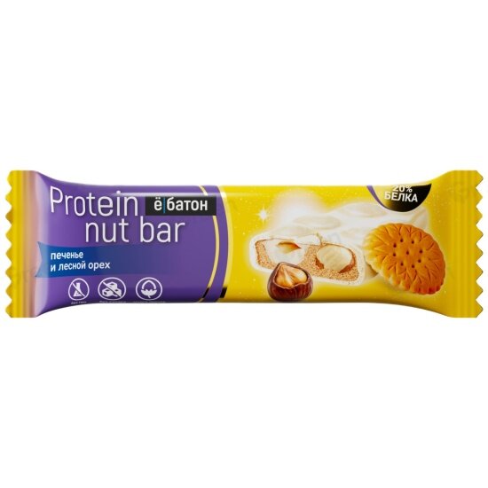Протеиновый батончик Ёбатон Protein nut bar со вкусом кокоса с арахисом в белой глазури 40гр