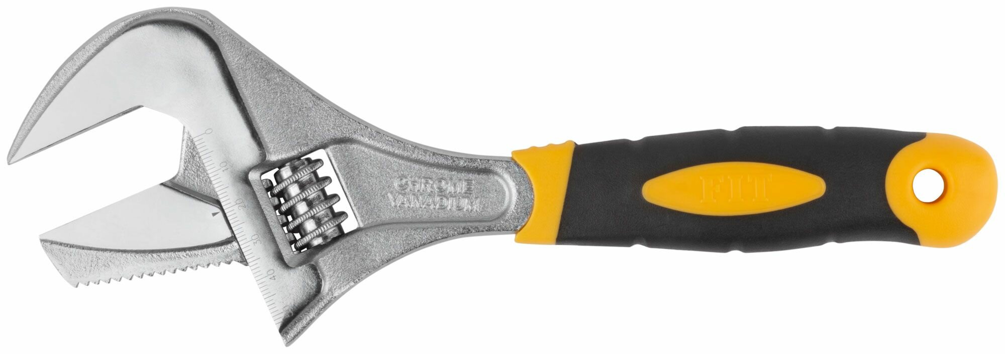 Ключ разводной "Техно" CrV, узкие + переставная губки, шкала, увеличен. захват, прорезин. ручка 250 мм ( 52 мм )