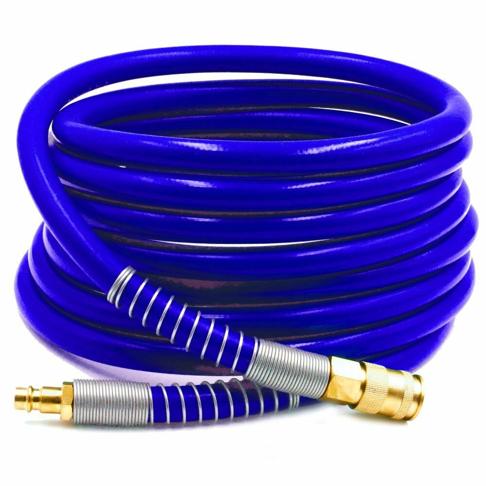 Шланг HQ-AH10-1016BLUE пневматический армированный 10м, 10х16 мм, быстросъем рапид для компрессора и пневмоинструмента, латунь, 16 атм.