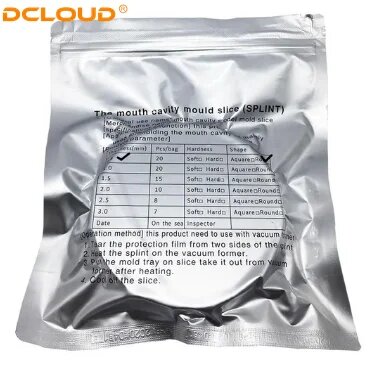 DCLOUD Dental Lab Термоформовочный лист для шин 0,8/1,0/1,5/2,0/3,0 мм 0.8mm Soft 20Pcs