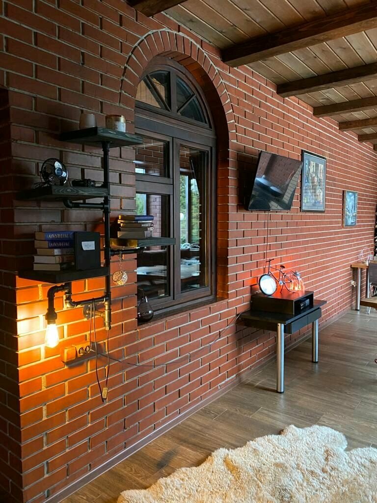 Полка "EasyLOFT" в стиле лофт, светильник из водопроводных труб, 60х30х100 см.