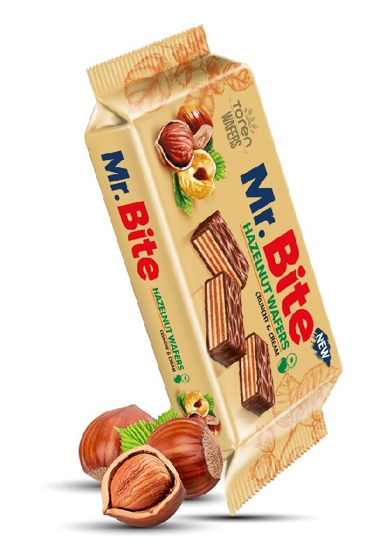 Вафли TOREN Mr.Bite в шоколадной глазури из молочного шоколада с начинкой из фундука 38г