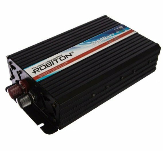 Автомобильный инвертор R1000 DC/AC 12V-220V,1000W, с USB вых, 2 розетки, 13203 Robiton