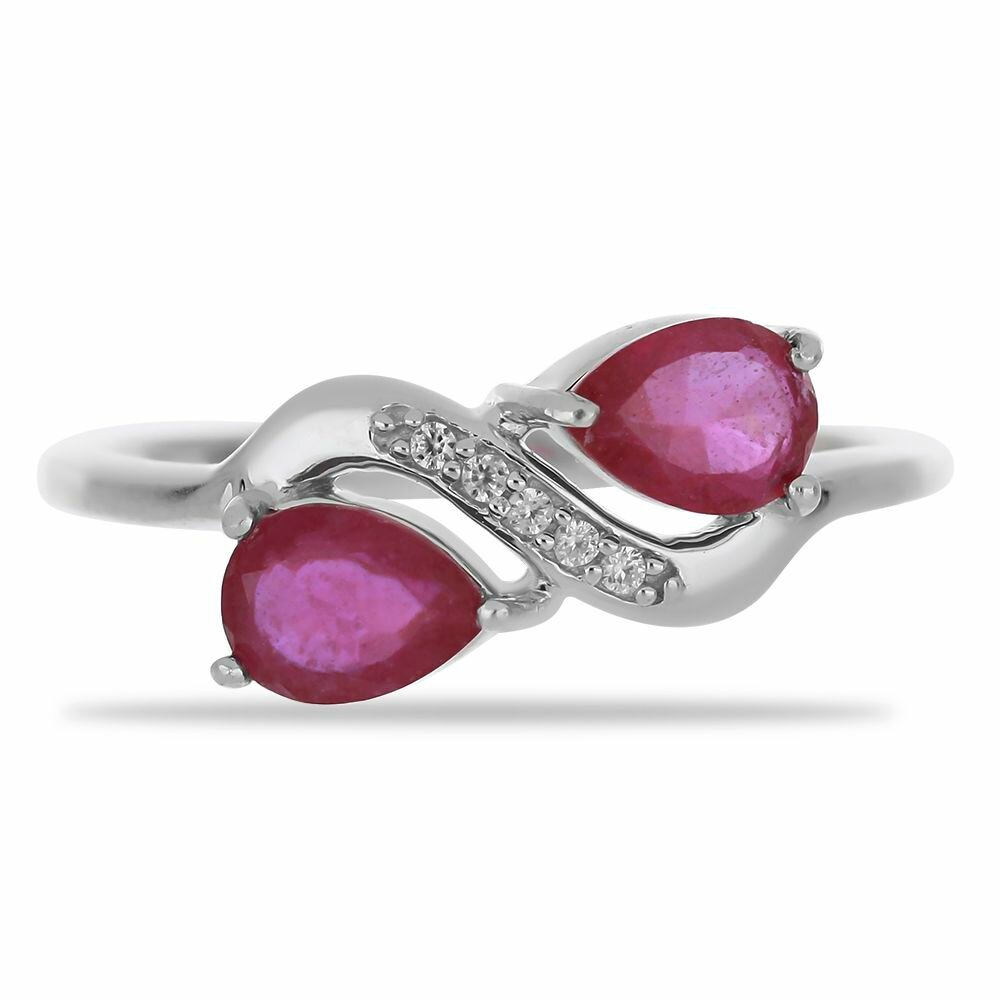 Кольцо Ювелирия, серебро, 925 проба, родирование, рубин, циркон