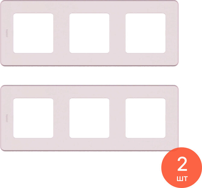 Рамка электроустановочная Legrand / Легранд Inspiria 673954 розовая, 3 поста / для розеток и выключателей (комплект из 2 шт)