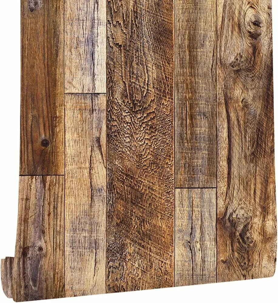 Пробковые обои Виниловые ，Коричнево-желтый древесный рисунок, 0,45*6 м/рулон