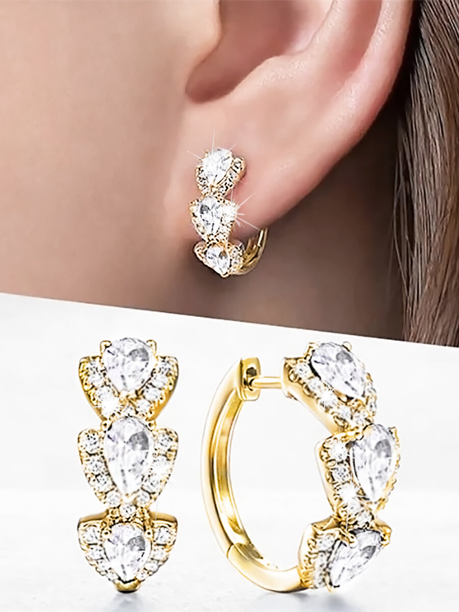 Серьги, горный хрусталь, циркон