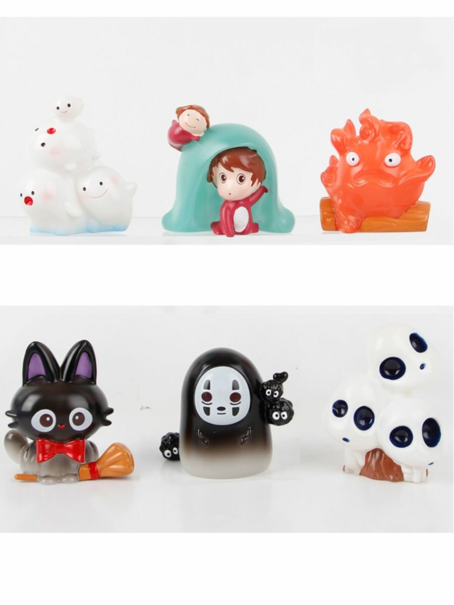 Аниме фигурки Каонаси Унесенный Поньо Кодама Детские игрушки / Spirited Away Kaonashi Ponyo 6шт