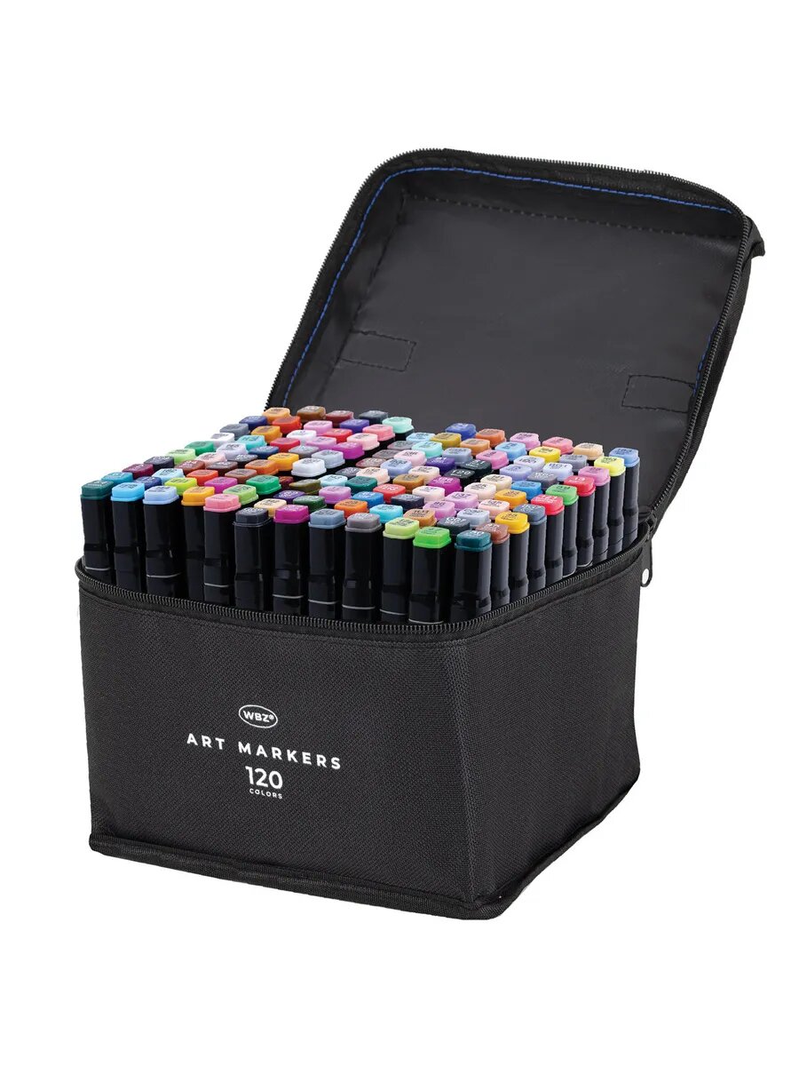 Маркеры для скетчинга двусторонние, набор 120 шт