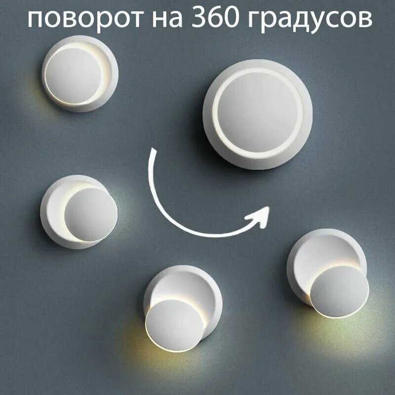 Настенный светильник, белая модель, 5 Вт, трехцветный свет.14*7