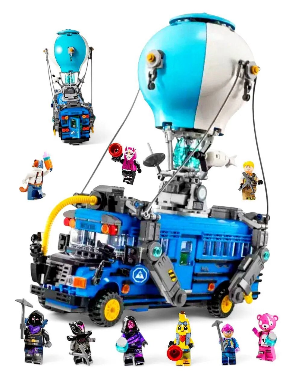 Конструктор "Автобус Боевой" Количество деталей 954 Фигурок 9 фортнайт ( игровой набор Fortnite Battle Bus / битва / для мальчиков и девочек )