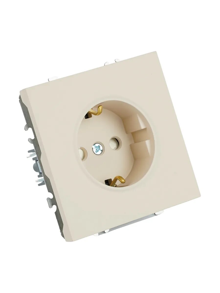 Розетка одинарная с защитной шторкой 16А серия Эмили кашемир