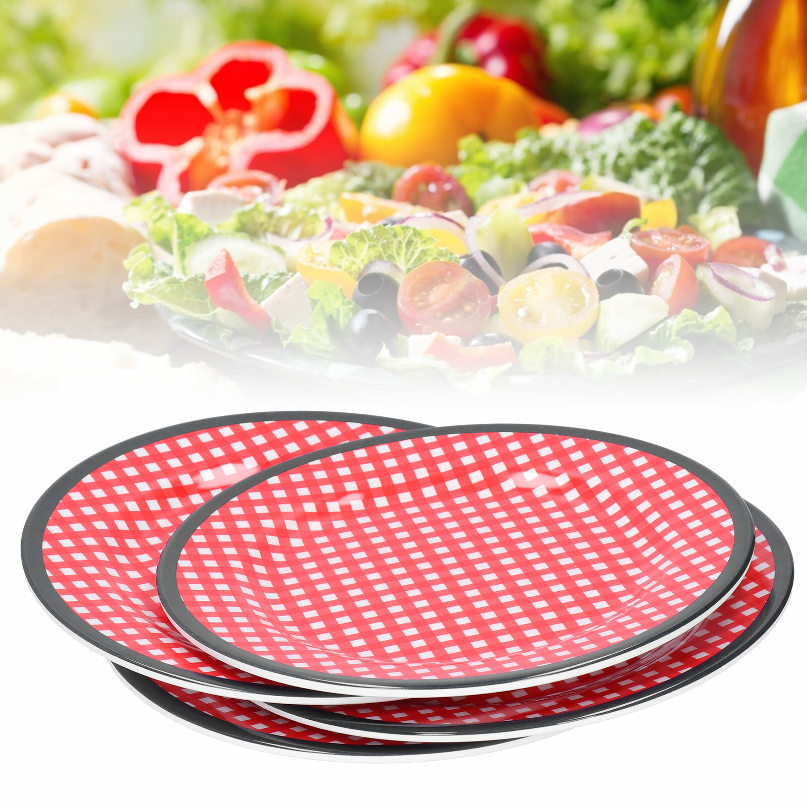 4шт 9 дюймов салатница красные сетки фруктовая тарелка посуда посуда для ресторана отеля