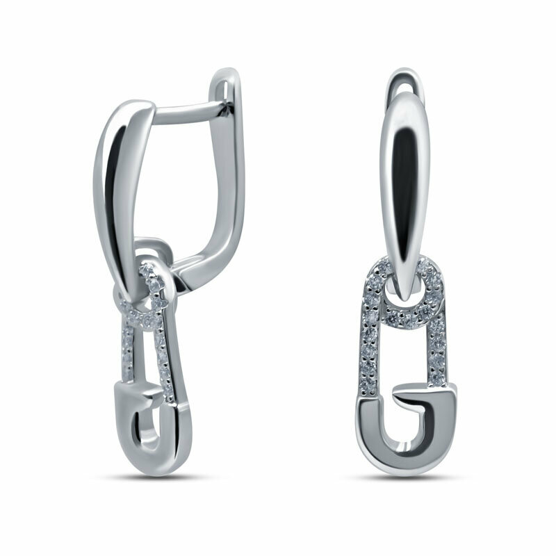 Серьги, серебро, 925 проба, фианит