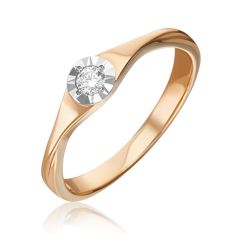 Кольцо, красное золото, 585 проба, бриллиант