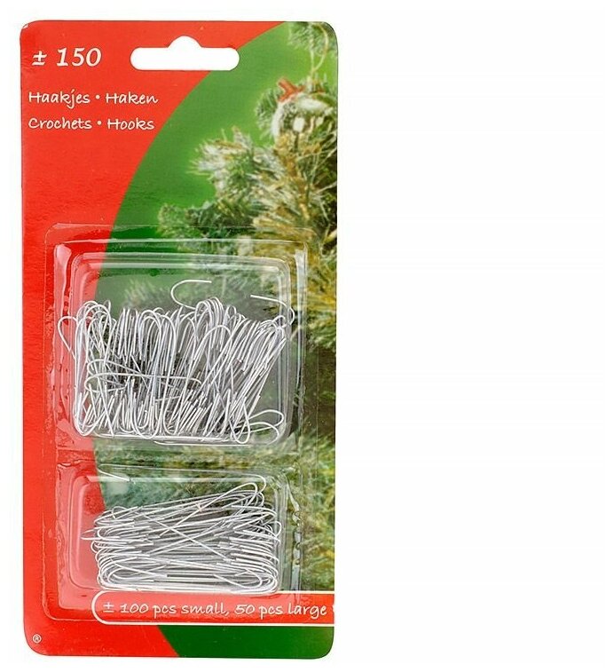 Крючки для ёлочных игрушек и украшений, серебряные, упаковка 150 шт, Koopman International AAE970040