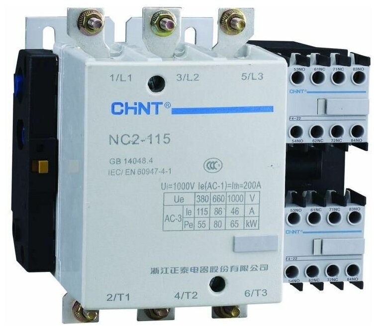 Контактор NC2-115 115А кат. 220-240В AC AC-3 (R) CHINT 671433