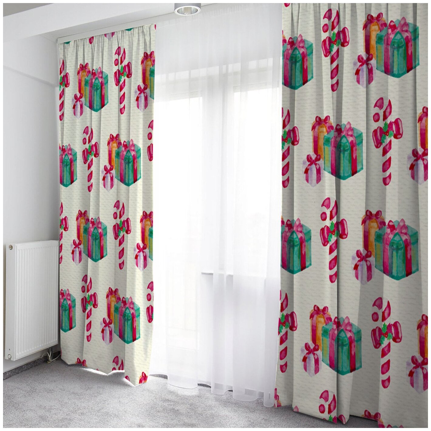 Фотошторы из габардина новогодние Good Room, 290x270 см.