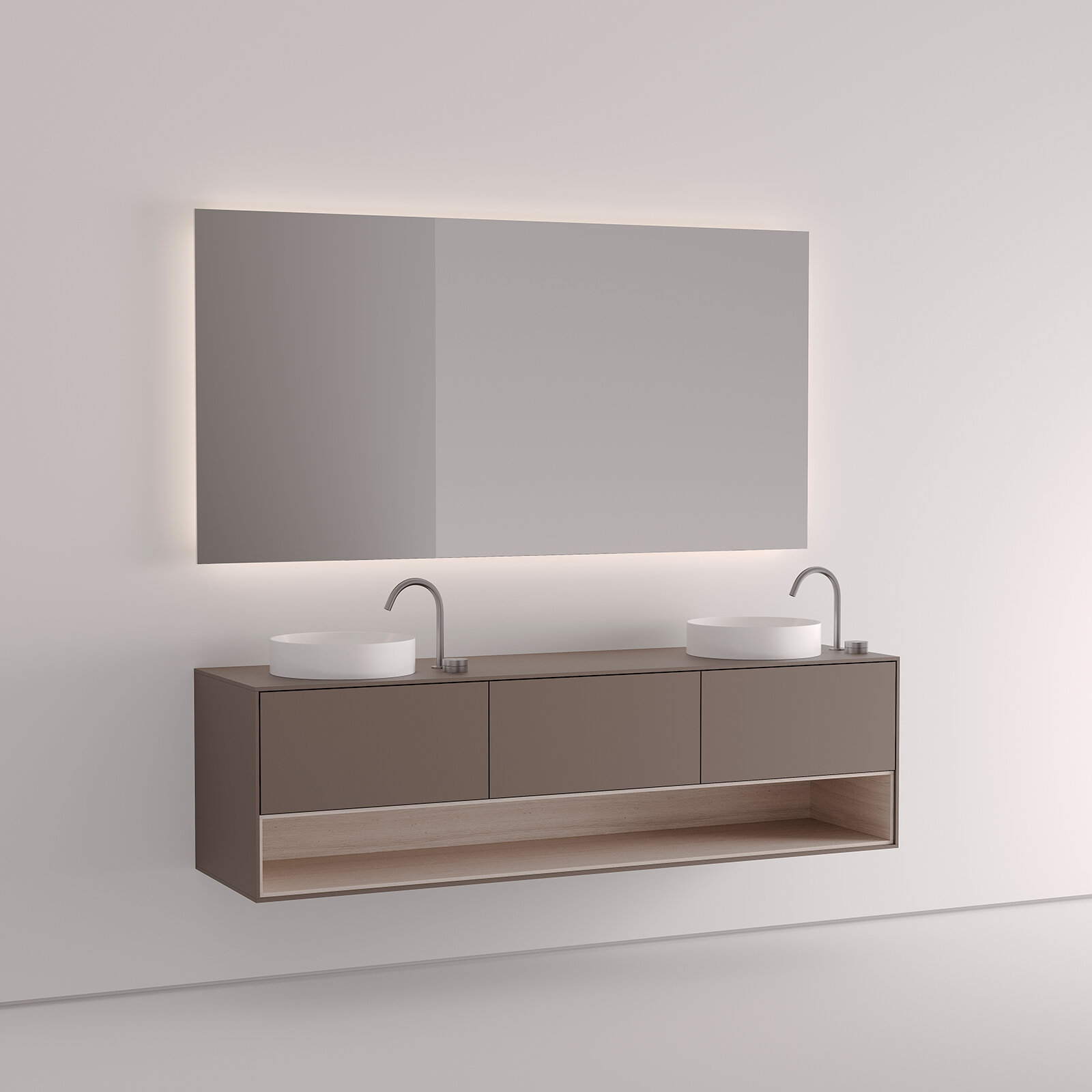 Тумба подвесная под две раковины 150 см. Vivomobili GRIGIO LONDRA
