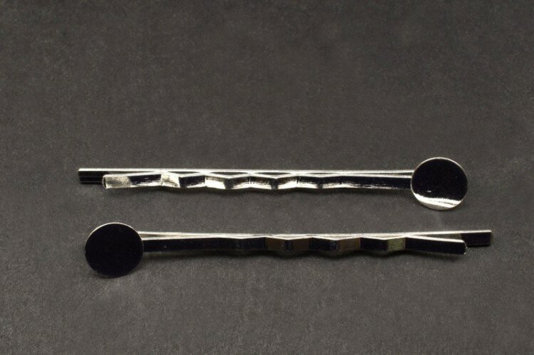 Основа невидимки для волос 55мм, диаметр 8мм, цвет серебро, железо, 19-027, 2шт