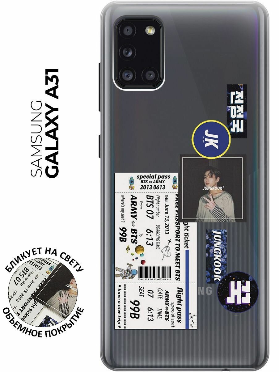Силиконовый чехол с принтом BTS Stickers для Samsung Galaxy A31 / Самсунг А31