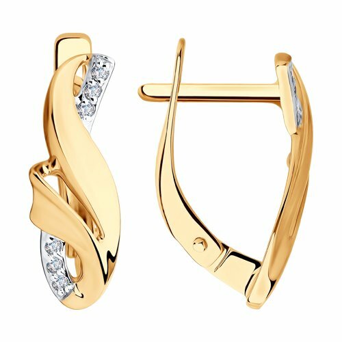 Серьги, красное золото, 585 проба, фианит