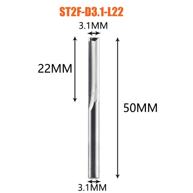 Dreanique фреза пазовая прямая для пеноматериалов (3.175x22x50x3.175 Z2) ST2F-D3.1-L22 39802