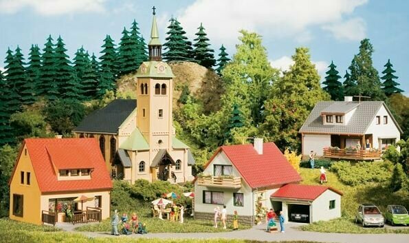 15201 элемент жд - Набор сельских домов Startset Dorf Waldkirchen H0 1:87 16,5мм