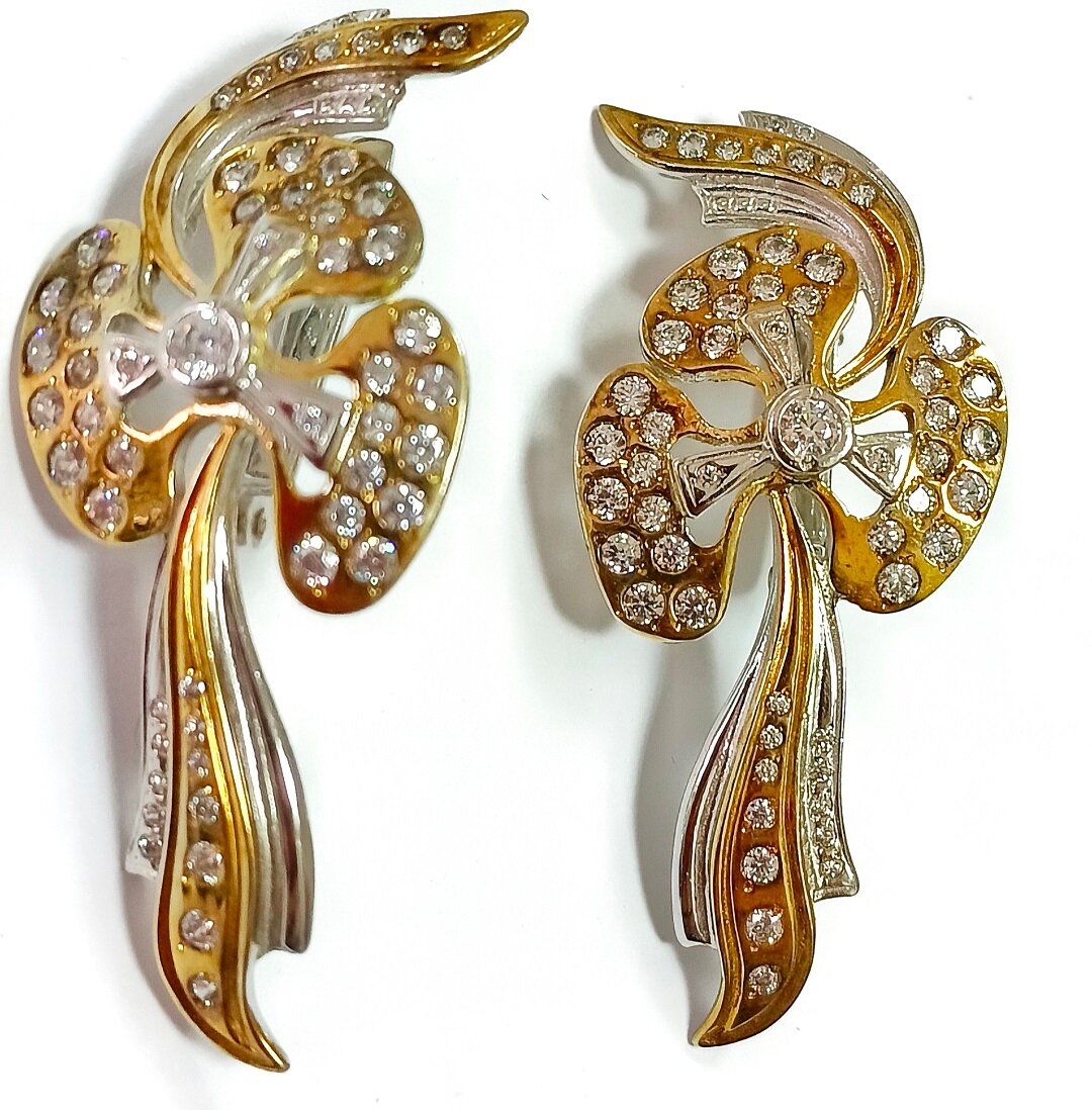 Серьги, серебро, 925 проба, золочение, родирование, фианит
