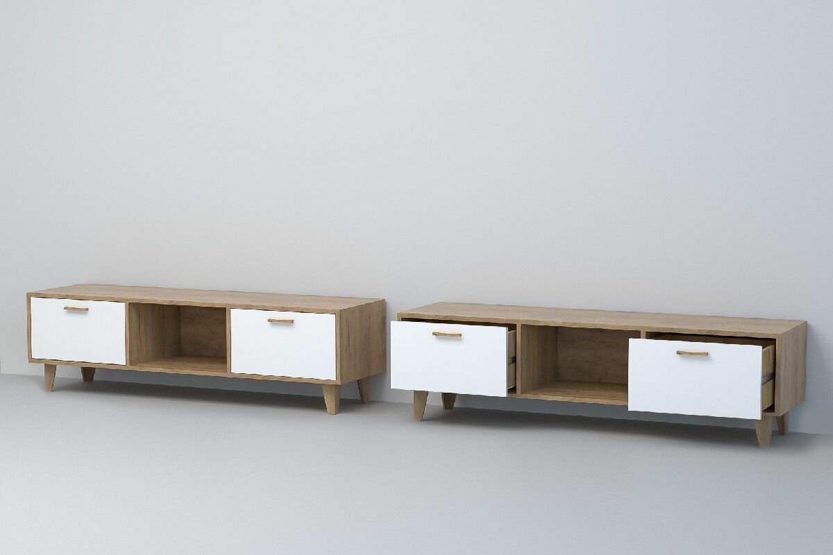 Тумба "ЭГО" Т-3 (НГ) - Дуб Крафт Золотой/Белый Глянец