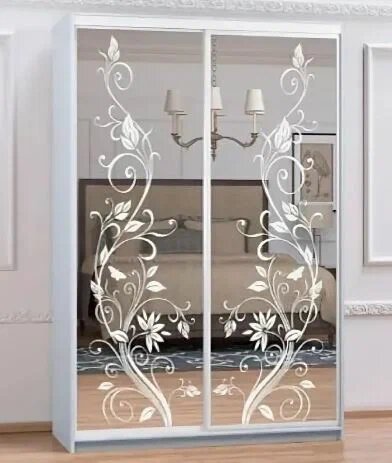 Шкаф купе для одежды Софино 2, с пескострйным рисунком, 140х45х220, белье/платье, цвет венге