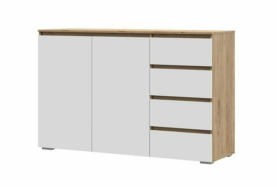 Комод КМ 06 с ящиками и дверцами «Хелен» шариковые направляющие, ЛДСП (Крафт золотой/Белый) 150х47х96