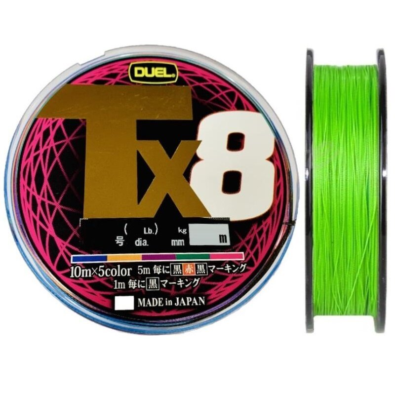 Плетеный шнур Duel PE Tx8 200м Lime Green #1,0 (0,17мм) 9,5kg